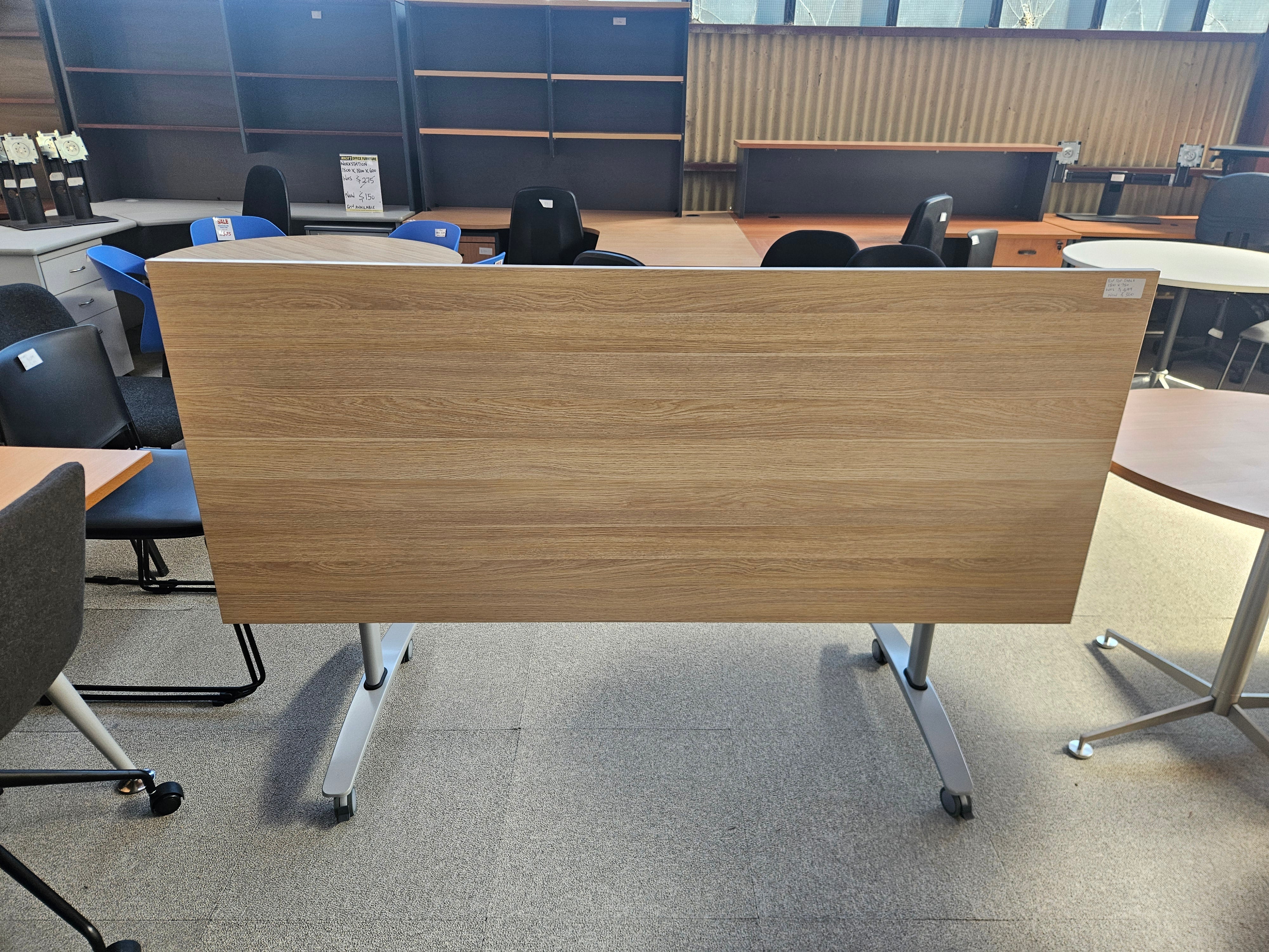 New and Discontinued - Flip top meeting table - 1800 x 750 Silver legs ...