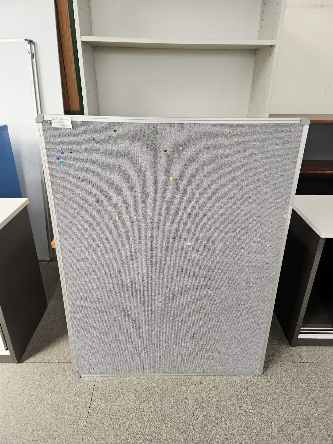 Secondhand Light Grey fabric 1200 x 910 Pinboard – Mack's Office Furniture